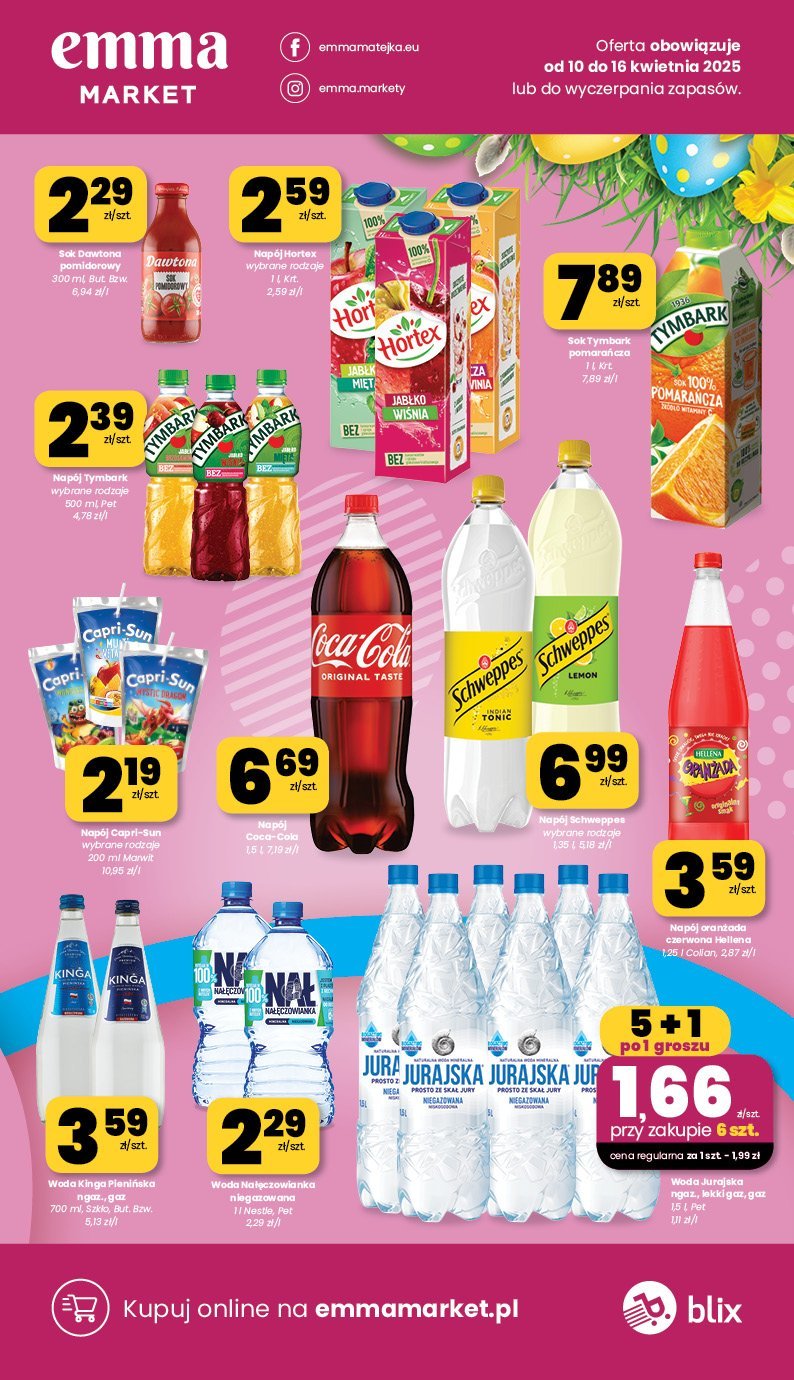 Soki i napoje niegazowane emma MARKET - promocje i gazetki kwiecień ...