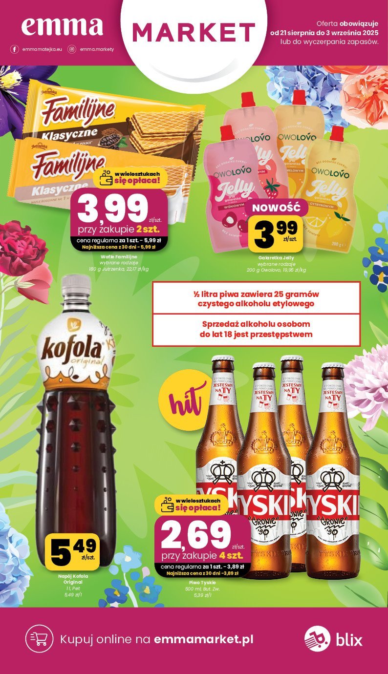 Napoje gazowane emma MARKET - promocje i gazetki sierpień 2025 | Blix.pl