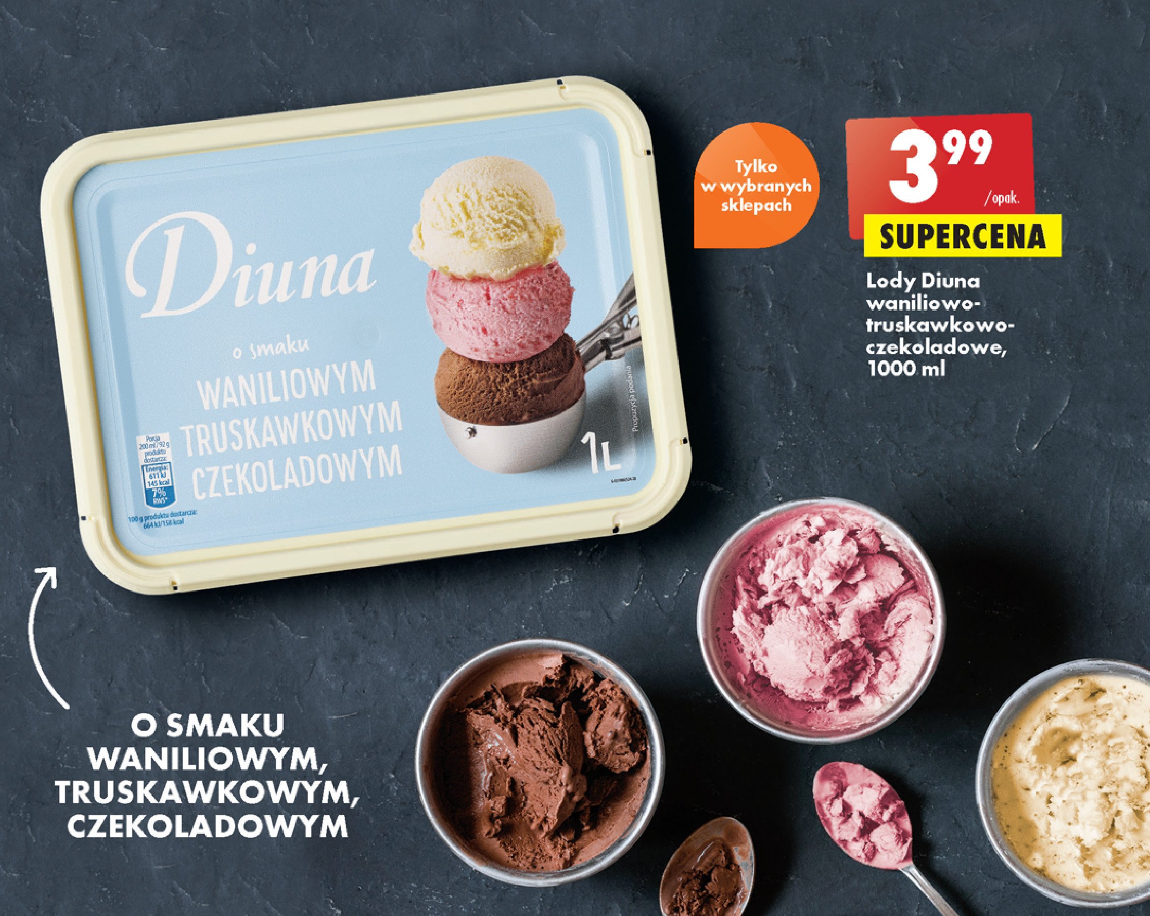 Lody waniliowo-truskawkowe Diuna - cena - promocje - opinie - sklep ...