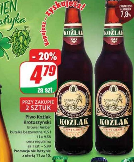 Piwo Koźlak krotoszyński - cena - promocje - opinie - sklep | Blix.pl ...