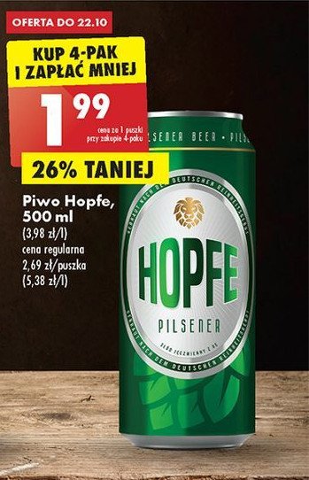 Piwo Hopfe pilsner - cena - promocje - opinie - sklep | Blix.pl