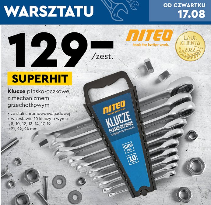 Zestaw kluczy płasko-oczkowych z grzechotką Niteo tools - cena - promocje - opinie - sklep ...