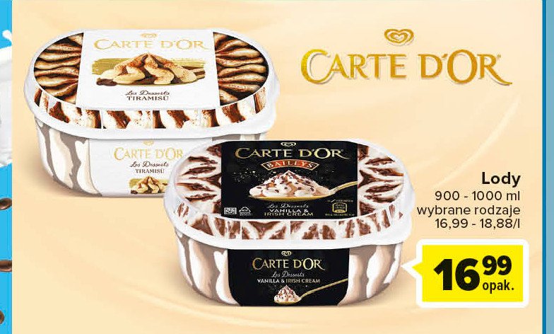 Lody tiramisu Algida carte d'or les desserts - cena - promocje - opinie ...