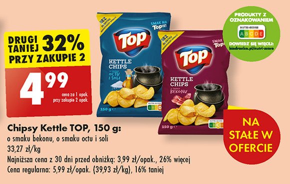 Chipsy o smaku bekonu Top chips Top (biedronka) - cena - promocje ...
