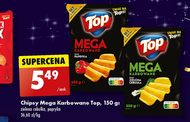 Chipsy mega karbowane papryka Top chips Top (biedronka) - cena ...