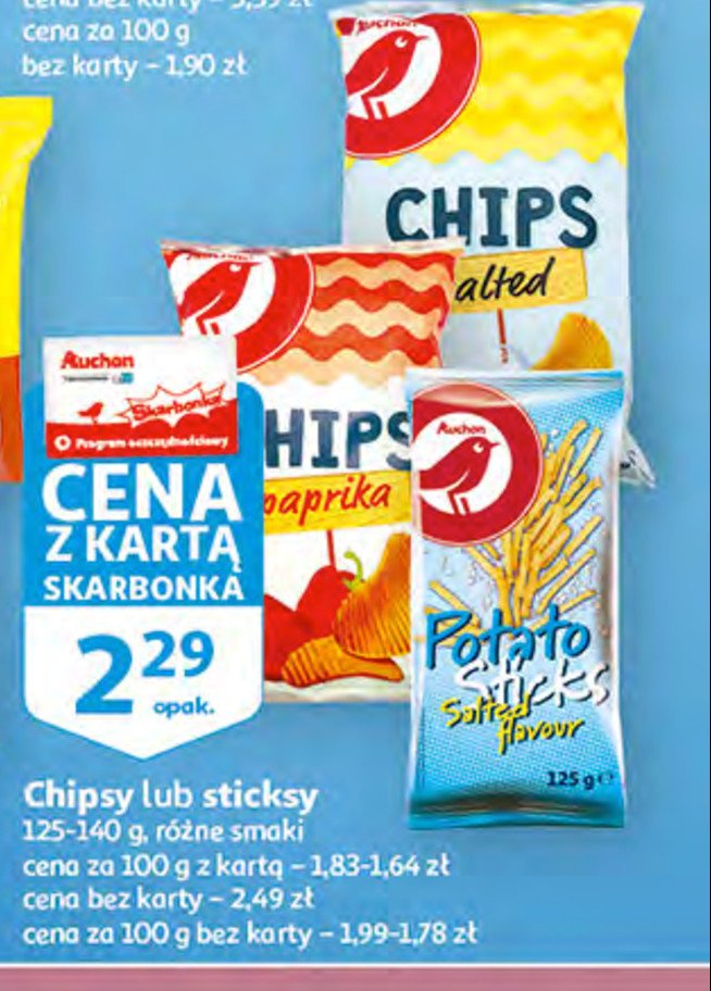 Chipsy sticks solone Auchan - cena - promocje - opinie - sklep | Blix.pl