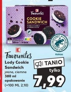 Lody cookie sandwich ciemne K-classic favourites - cena - promocje ...