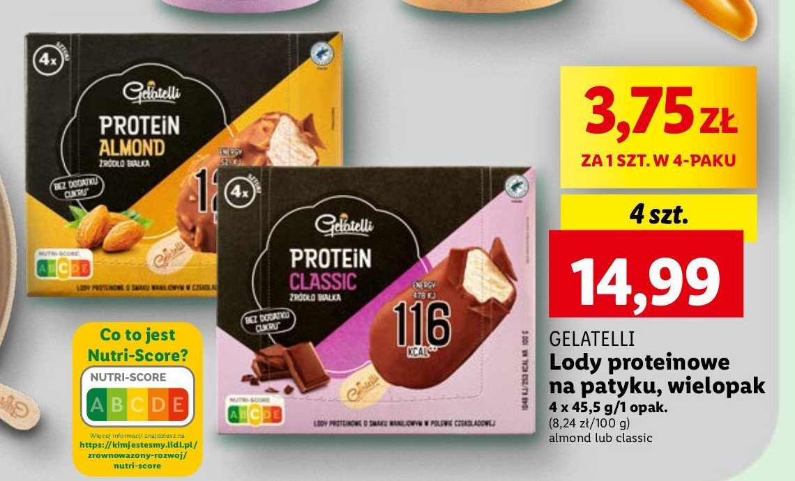 Lody almond Gelatelli protein - cena - promocje - opinie - sklep | Blix ...