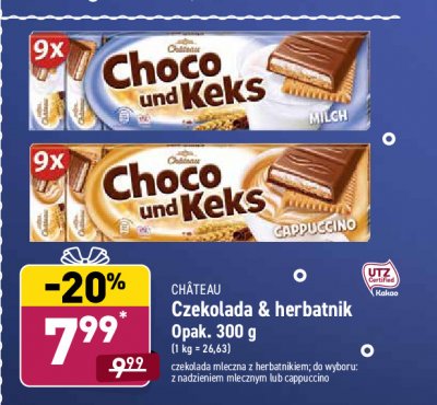 Batonik mleczny czekoladowy choco und keks Chateau Chateau (aldi ...