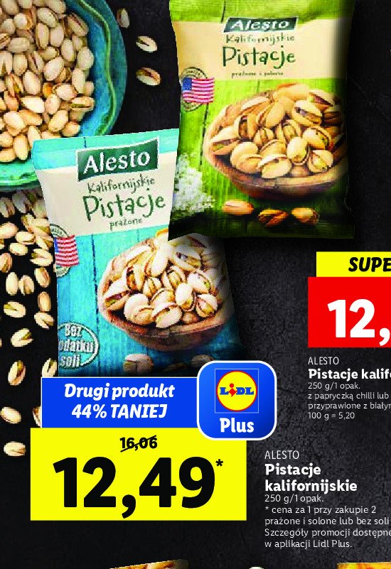 Pistacje kalifornijskie prażone i solone Alesto - cena - promocje - opinie - sklep | Blix.pl