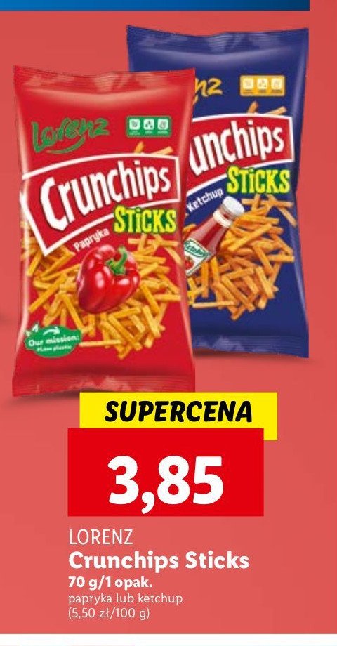 Chipsy ketchupowe Crunchips sticks Crunchips lorenz - cena - promocje ...