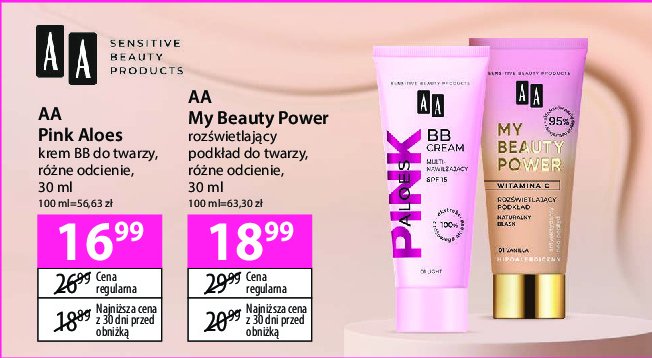 Podkład rozświetlający 01 vanilla Aa my beauty power - cena - promocje ...