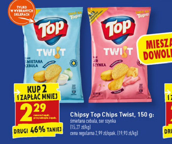 Chipsy o smaku śmietany z cebulą Top chips twist Top (biedronka) - cena - promocje - opinie ...