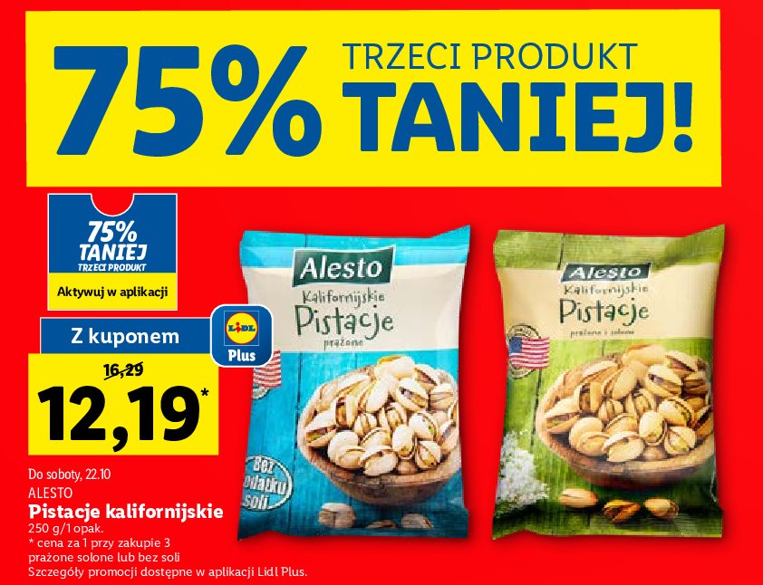 Pistacje kalifornijskie prażone i solone Alesto - cena - promocje - opinie - sklep | Blix.pl