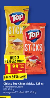 Chipsy o smaku ketchupowym Top chips sticks Top (biedronka) - cena ...
