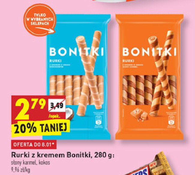 Rurki z kremem kokos Bonitki - cena - promocje - opinie - sklep | Blix.pl