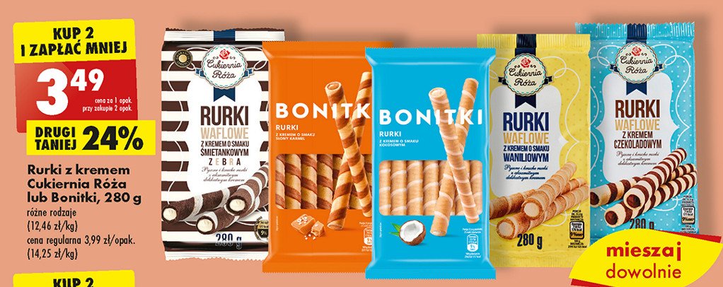 Rurki z kremem kokos Bonitki - cena - promocje - opinie - sklep | Blix ...