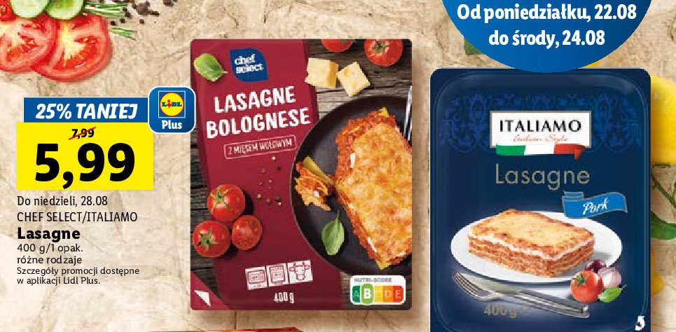 Lasagne bolognese z mięsem wołowym Chef select - cena - promocje ...