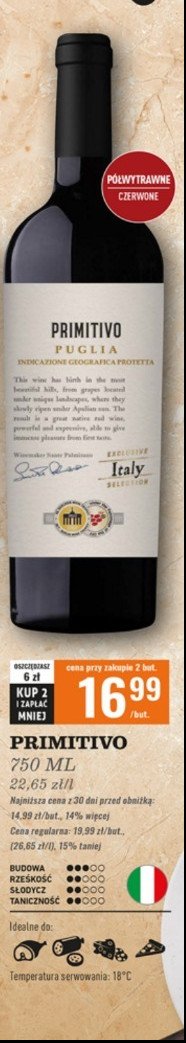 Wino PRIMITIVO PUGLIA - cena - promocje - opinie - sklep | Blix.pl ...