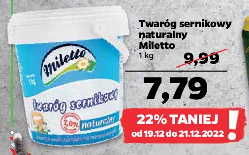 Twaróg sernikowy naturalny Miletto - cena - promocje - opinie - sklep ...