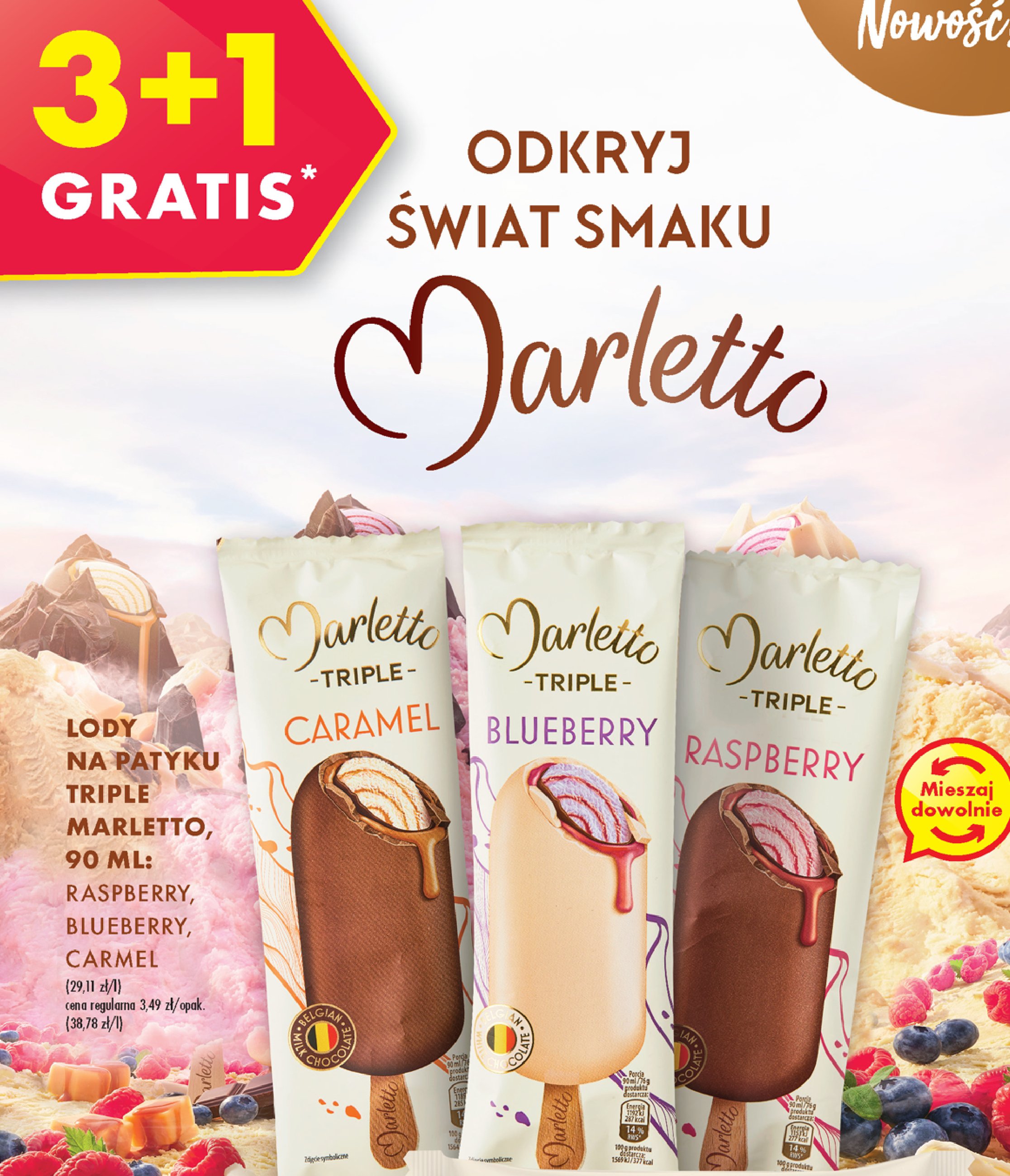 Lód raspberry Marletto triple - cena - promocje - opinie - sklep | Blix.pl