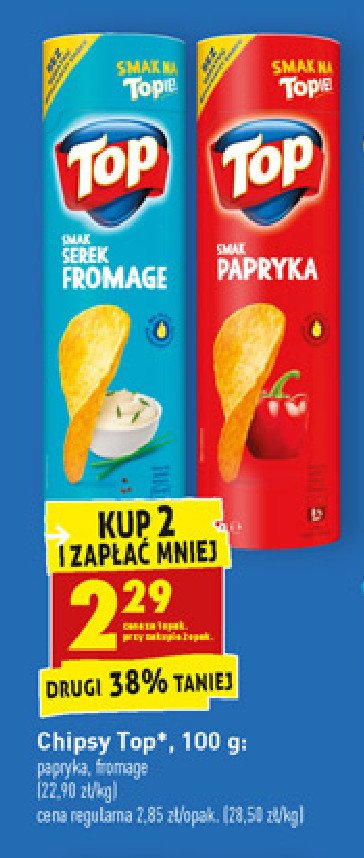 Chipsy Biedronka Top Chips o smaku serka fromage - cena - promocje - sklepy - opinie | Blix.pl