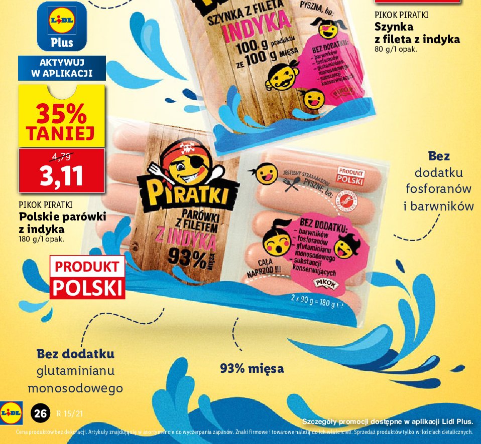 Parówki z indyka Pikok piratki - cena - promocje - opinie - sklep | Blix.pl