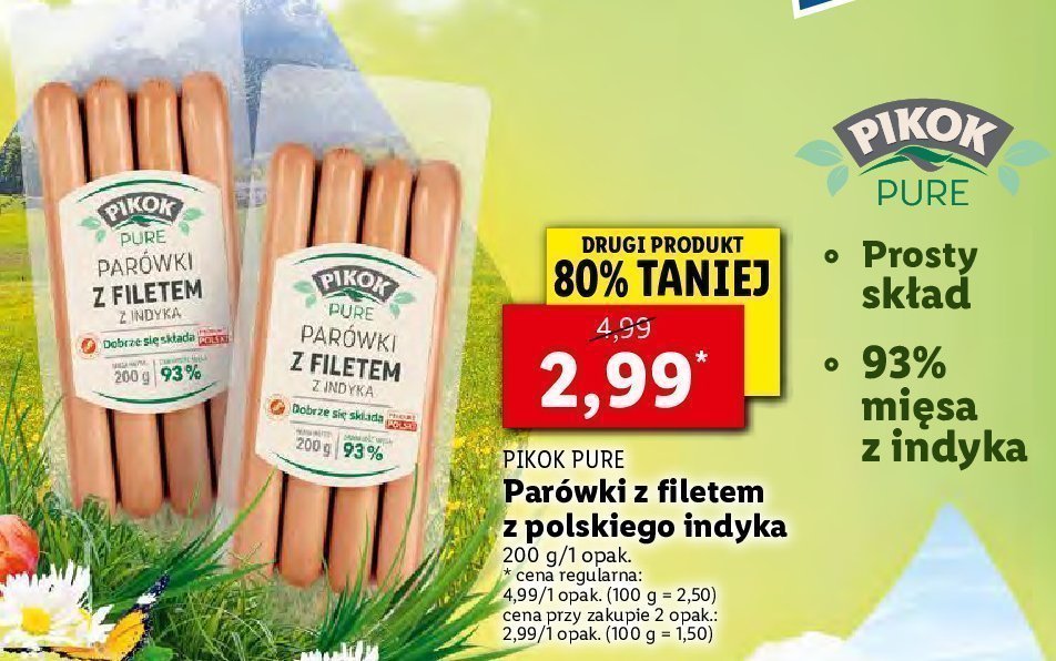 Parówki z indyka Pikok pure - cena - promocje - opinie - sklep | Blix.pl