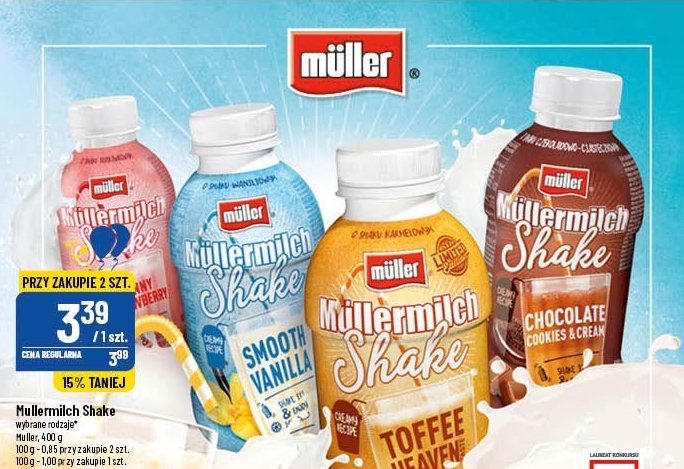 Napój mleczny smooth vanilla Mullermilch shake - cena - promocje ...