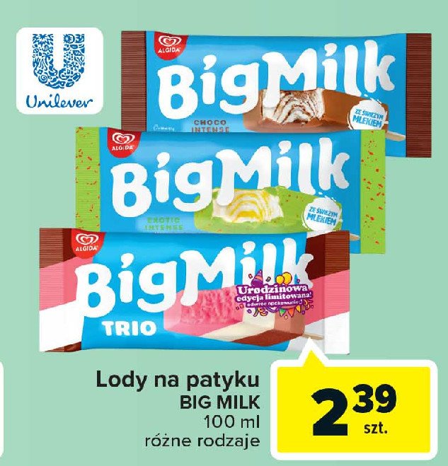 Lód trio Algida big milk - cena - promocje - opinie - sklep | Blix.pl