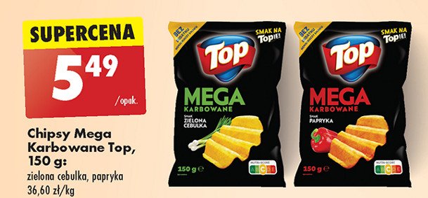 Chipsy mega karbowane papryka Top chips Top (biedronka) - cena ...
