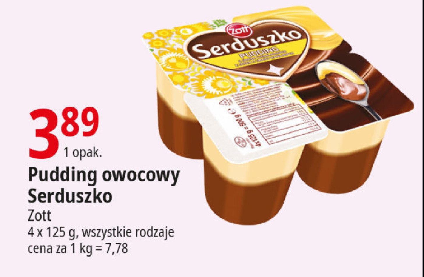 Pudding waniliowy z sosem czekoladowym Zott serduszko - cena - promocje ...