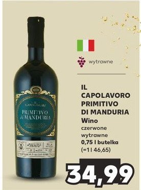 Wino IL CAPOLAVORO PRIMITIVO DI MANDURIA - cena - promocje - opinie ...