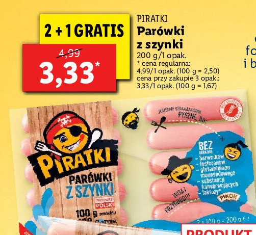 Parówki z szynki Pikok piratki - cena - promocje - opinie - sklep | Blix.pl