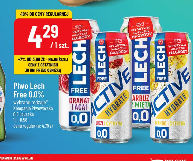 Piwo Lech free active hydrate mango i cytryna - cena - promocje ...