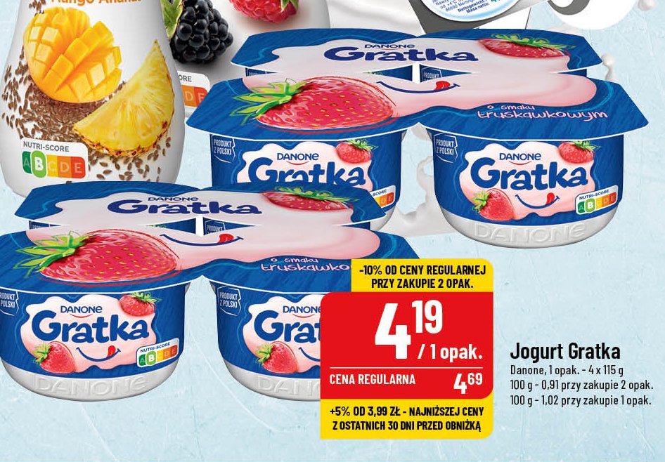 Jogurt truskawka Danone gratka - cena - promocje - opinie - sklep ...