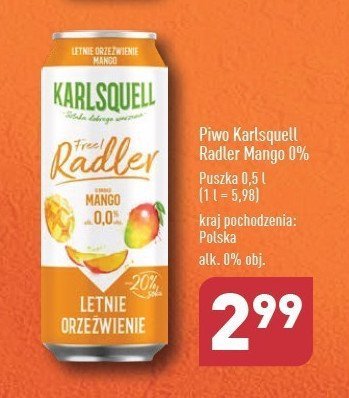 Piwo mango Karlsquell radler - cena - promocje - opinie - sklep | Blix ...