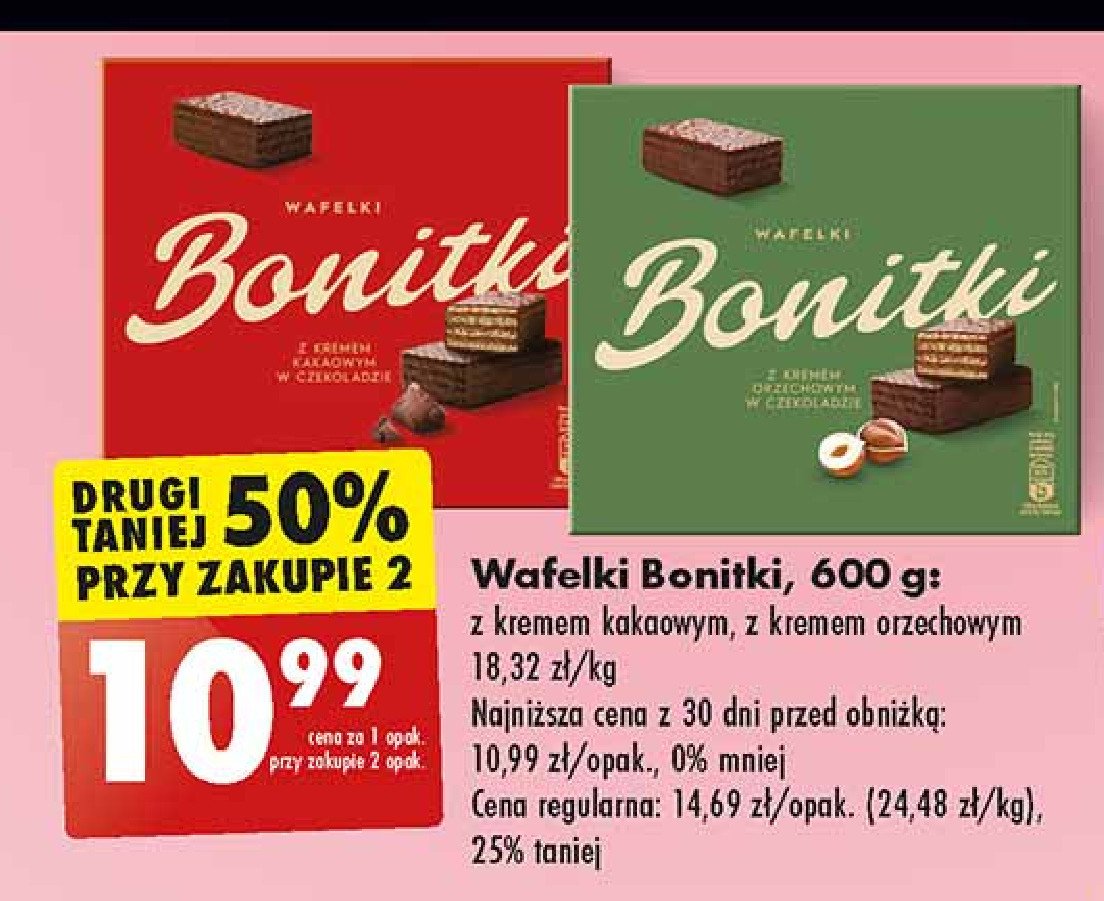 Wafelki z kremem kakaowym Bonitki - cena - promocje - opinie - sklep ...