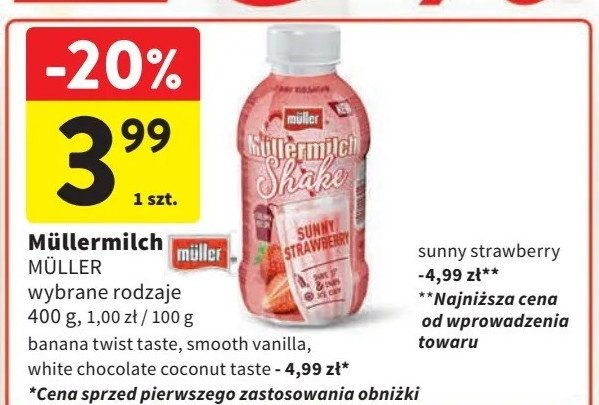 Napój mleczny banana twist Mullermilch shake - cena - promocje - opinie ...