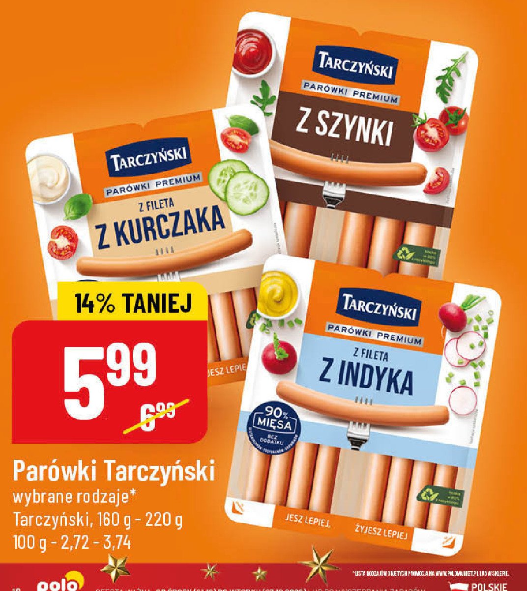 Parówki z szynki Tarczyński - cena - promocje - opinie - sklep | Blix.pl