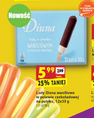 Lody waniliowe w polewie czekoladowej Diuna - cena - promocje - opinie ...