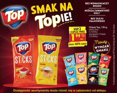 Chipsy o smaku śmietany z cebulą Top chips Top (biedronka) - cena ...