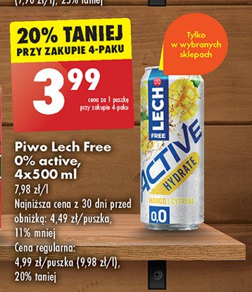 Piwo Lech free active hydrate mango i cytryna - cena - promocje ...