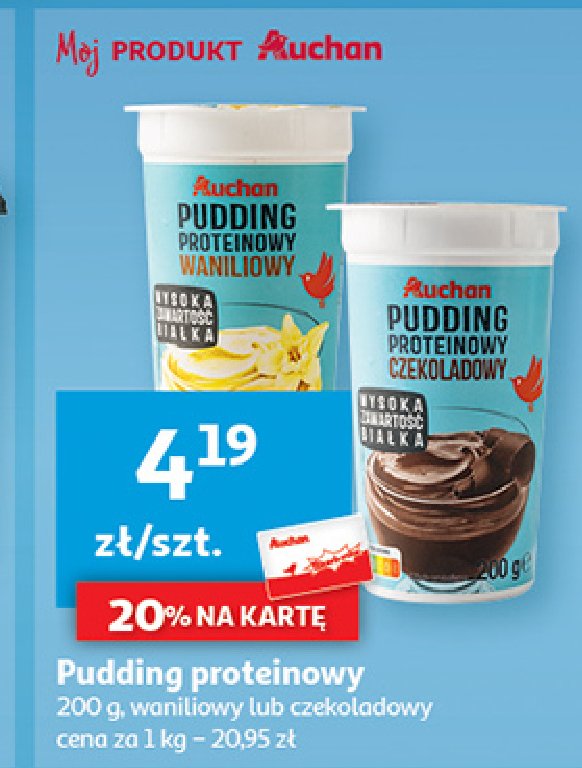 Pudding proteinowy waniliowy Auchan różnorodne (logo czerwone) - cena ...