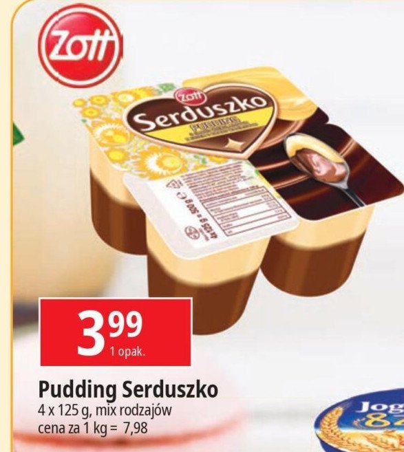 Pudding waniliowy z sosem czekoladowym Zott serduszko - cena - promocje ...