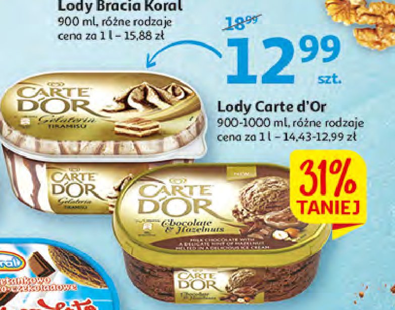 Lody chocolate & hazelnuts Algida carte d'or les classiques - cena ...