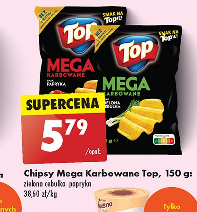 Chipsy mega karbowane zielona cebulka Top chips Top (biedronka) - cena ...