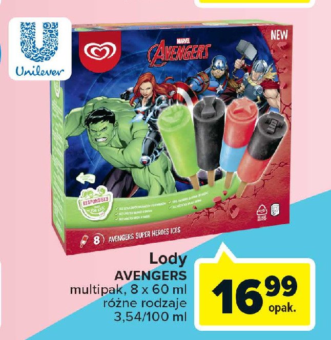 Lody ALGIDA AVENGERS SUPER HERO - cena - promocje - opinie - sklep ...