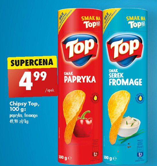 Chipsy o smaku papryki Top chips Top (biedronka) - cena - promocje ...