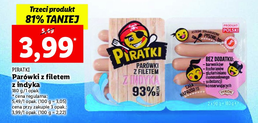 Parówki z indyka Pikok piratki - cena - promocje - opinie - sklep | Blix.pl